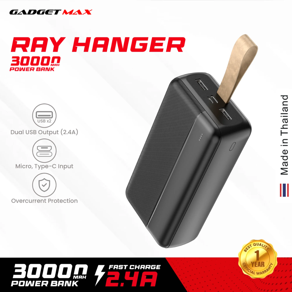 GADGET MAX Ray Hanger Series 30000mAh Power Bank(2.4A) - Black – Remax ...