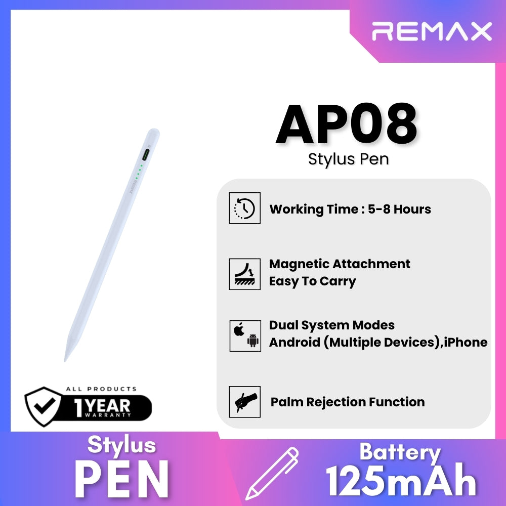REMAX - AP08 Palm Rejection Stylus Pen - White – Remax Online Shop